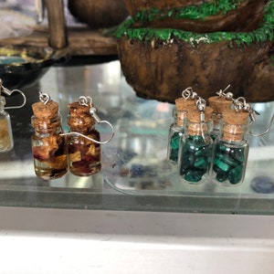 Crystal Spell Jar/vial Earrings; Witch Bottle Earrings - Etsy