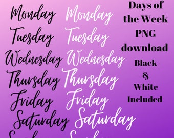Days of the Week SVG Bundle, Days Label SVG and Png - Etsy