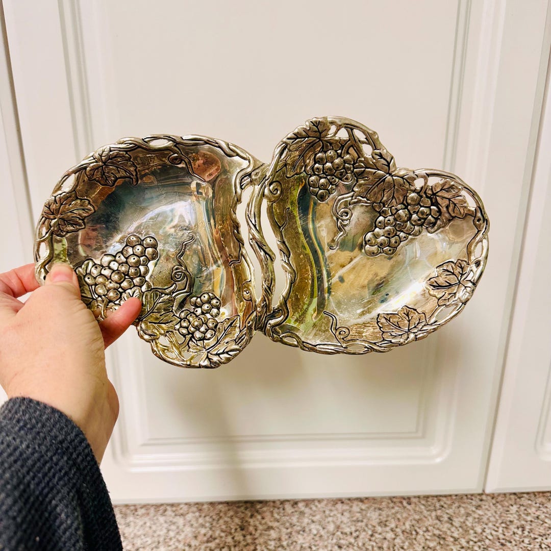 Godinger Double Heart Berry Silver Dish Vintage Silver Plate Vintage ...