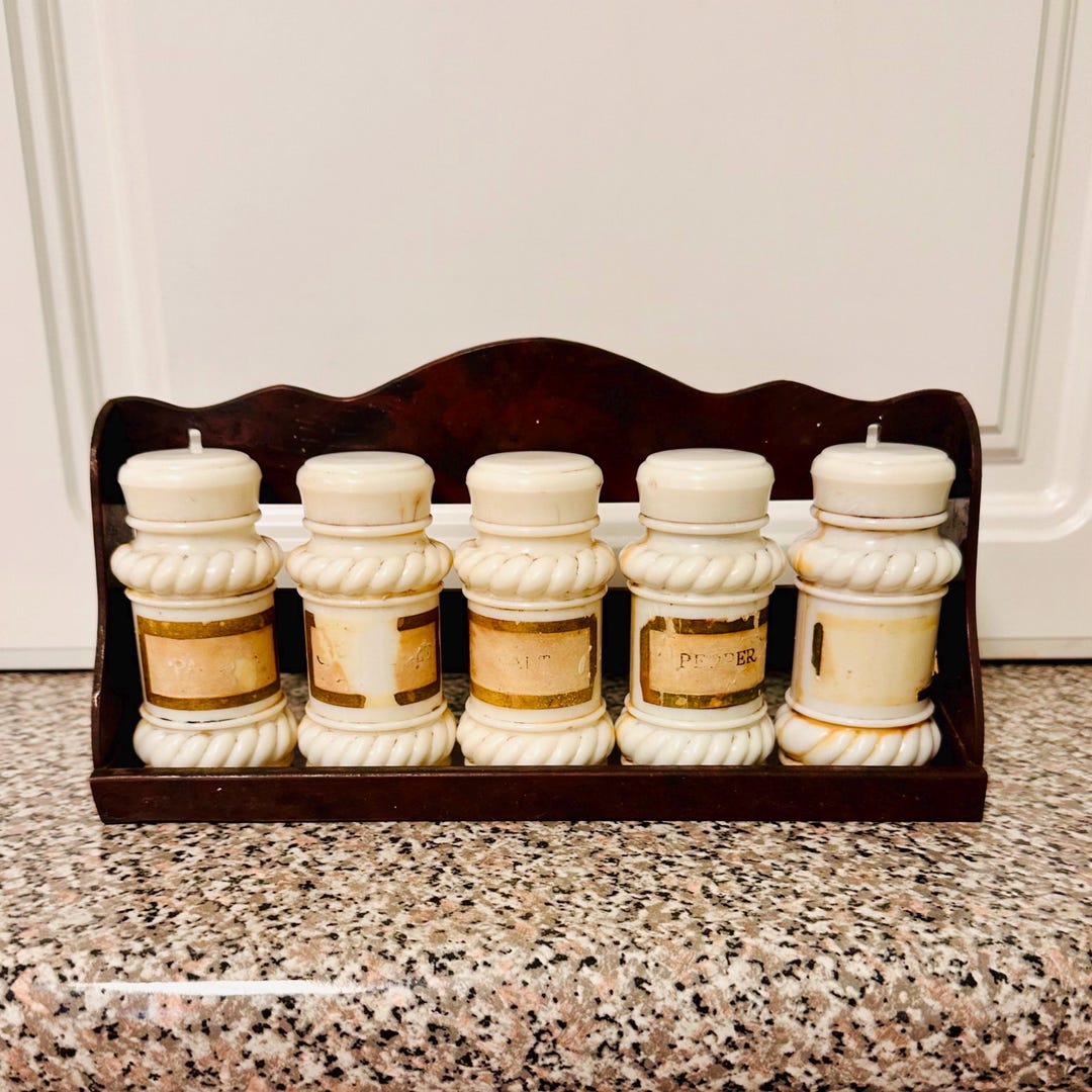 Vintage Plastic Spice Set With Rack MCM Spice Set Countrycore ...
