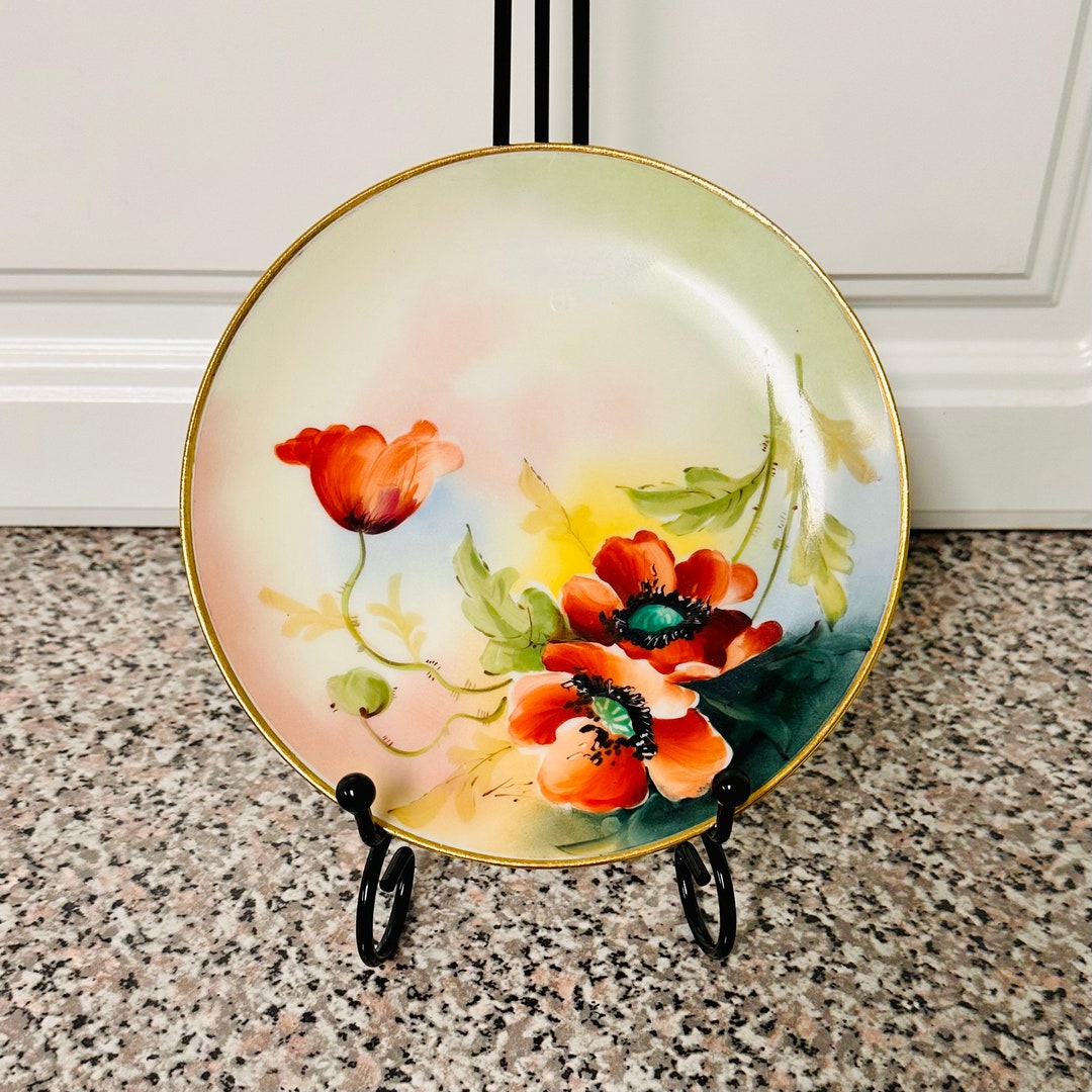 Vintage Haviland Poppy Plate Vintage Plate Painted Floral - Etsy