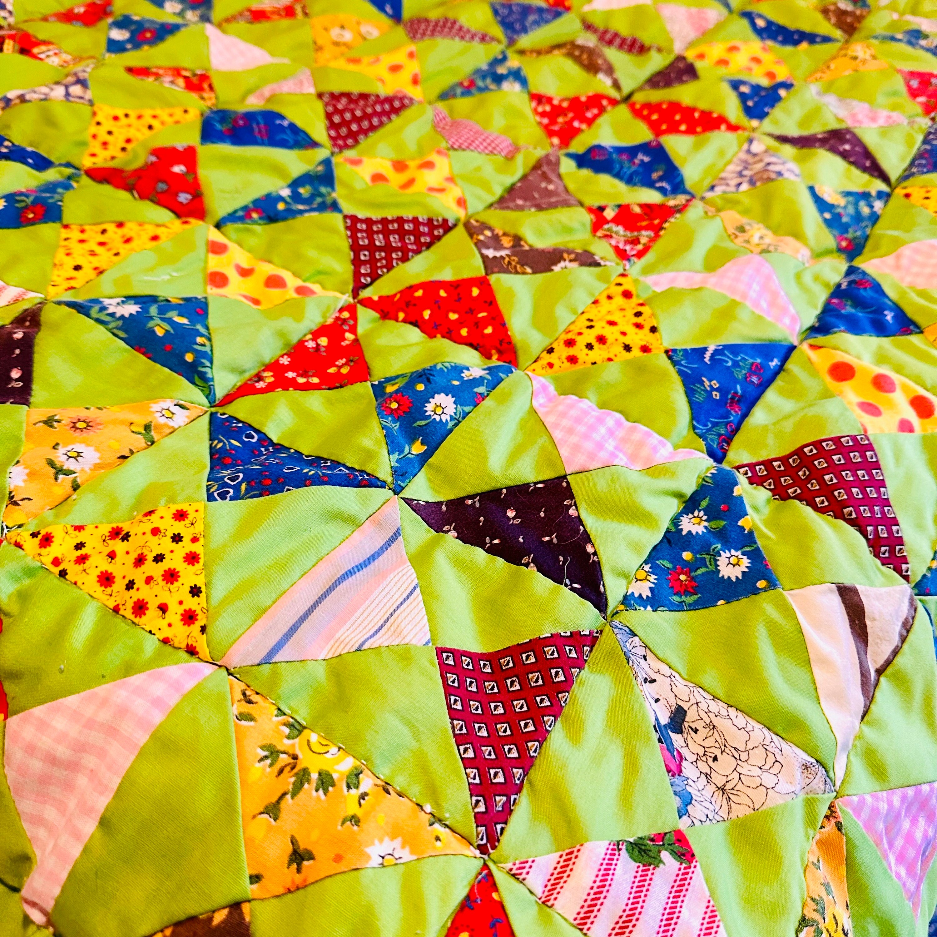 Handmade Diamond Green Quilt Cottagecore Grandmacore Countrycore ...