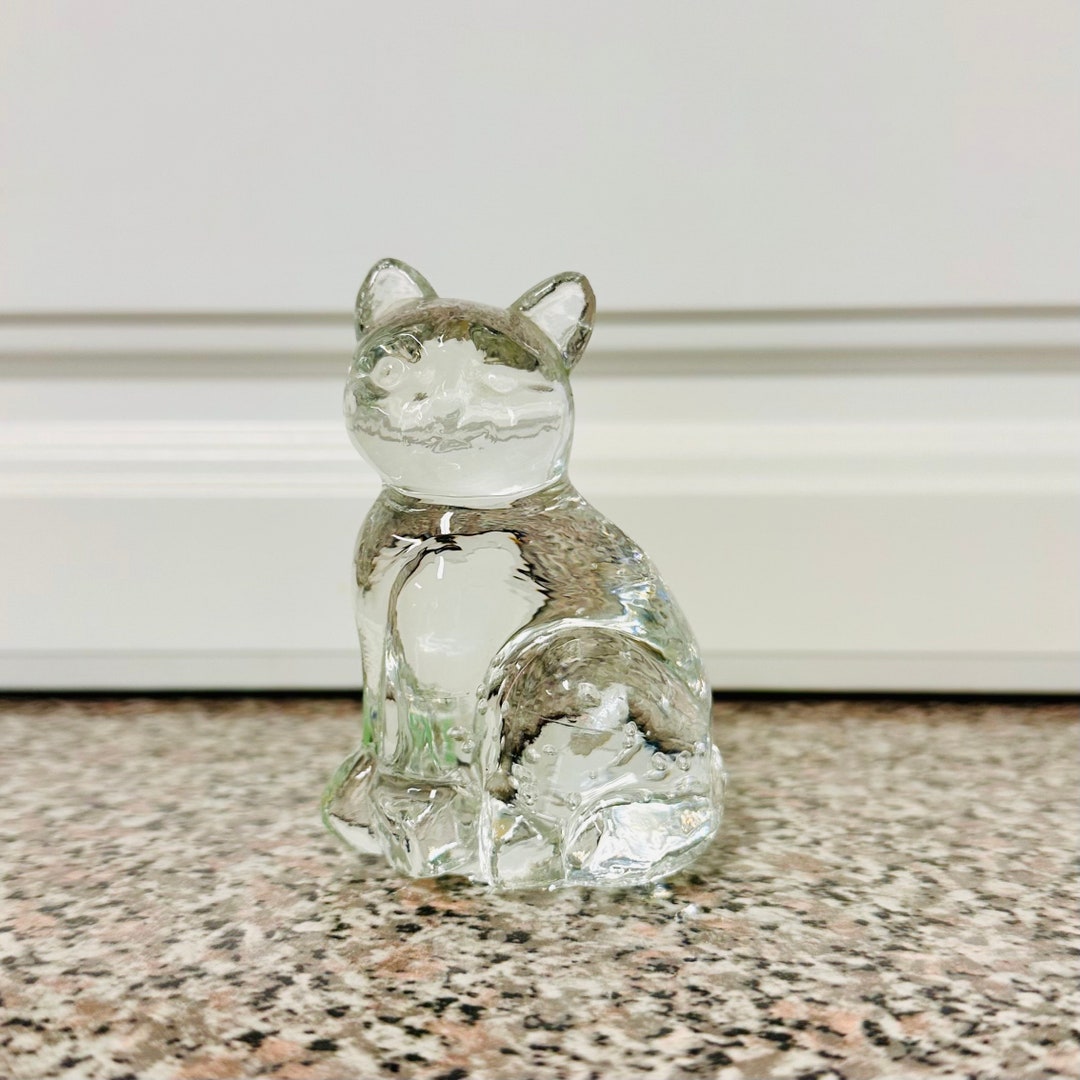 Vintage Glass Cat Paperweight Vintage Paperweight Cottage Core Grandma ...
