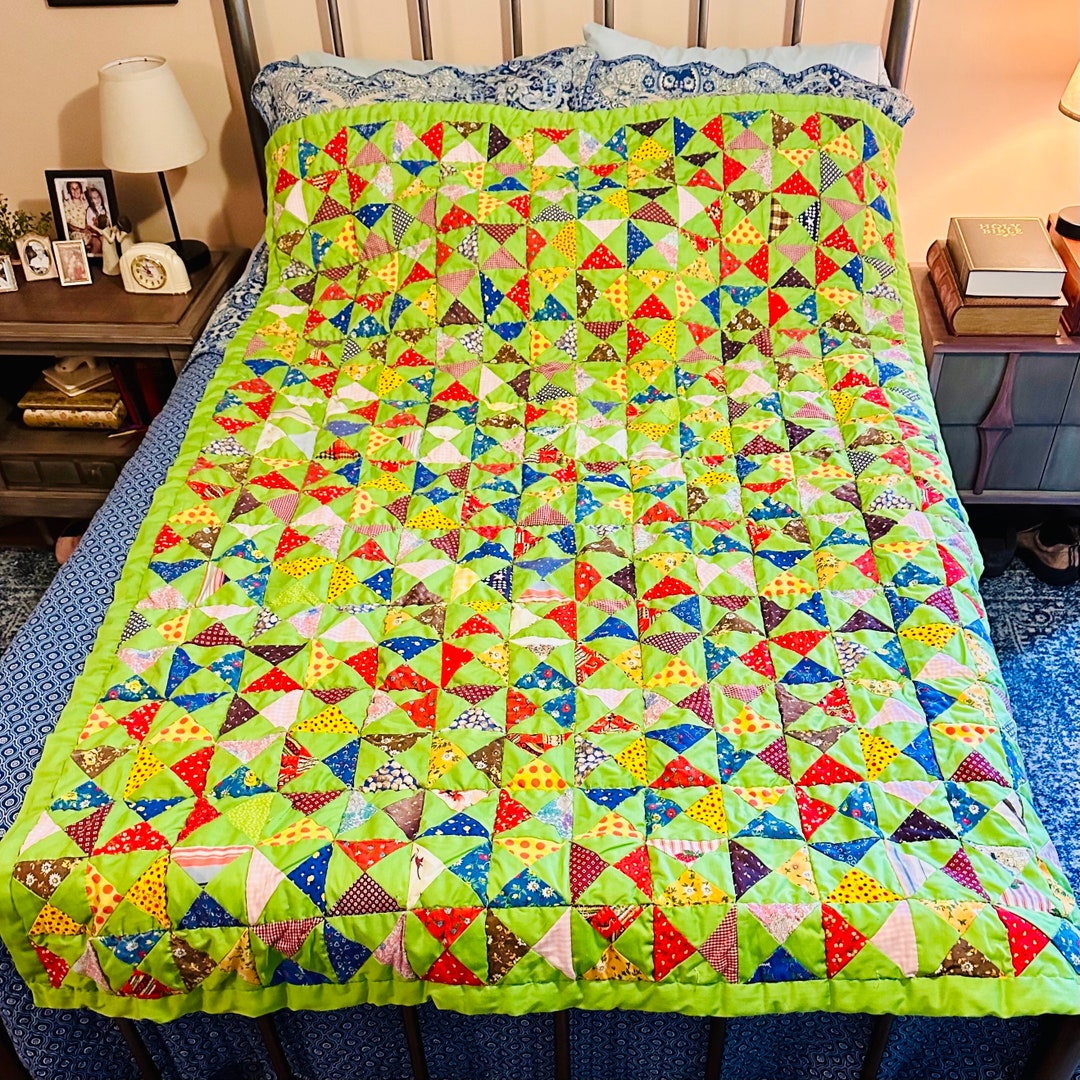 Handmade Diamond Green Quilt Cottagecore Grandmacore Countrycore ...