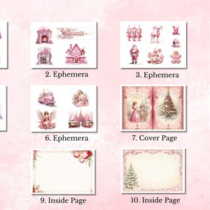 Pink Christmas Junk Journal Kit: Printable Ephemera, Bookmarks (digital ...