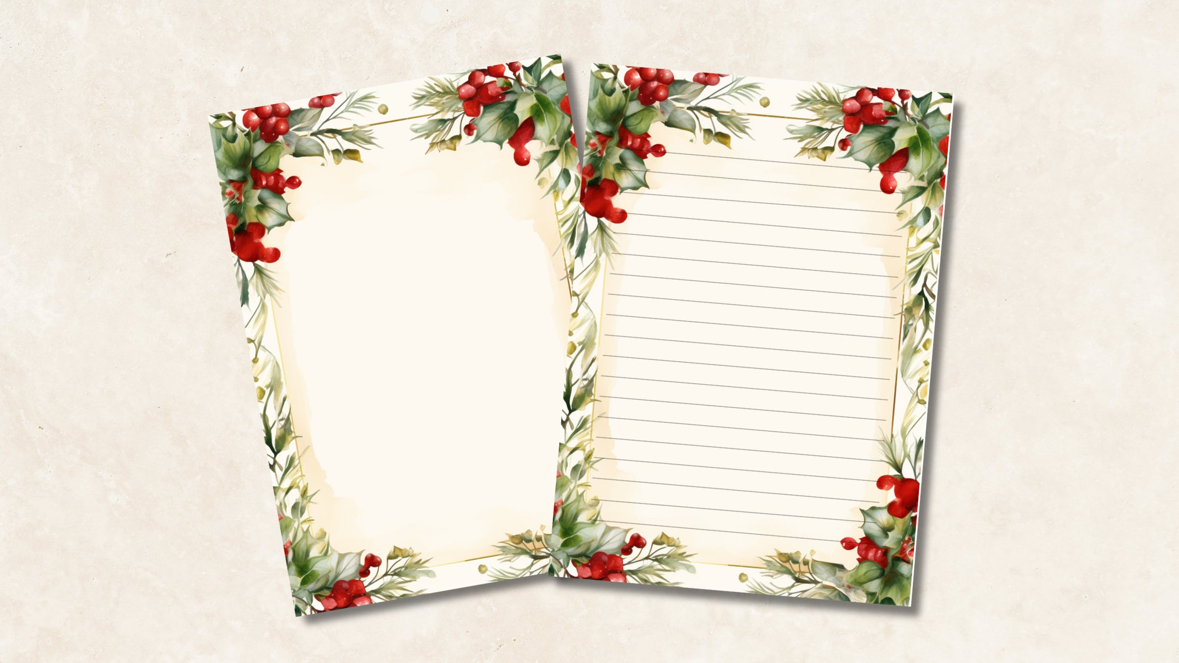 Printable Writing Paper, Christmas Paper, Digital Download, Christmas ...