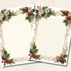 Printable Writing Paper, Christmas Paper, Digital Download, Christmas ...