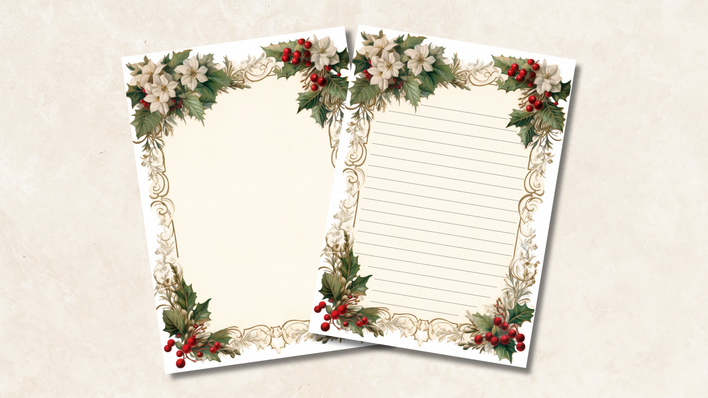 Printable Writing Paper, Christmas Paper, Digital Download, Christmas ...