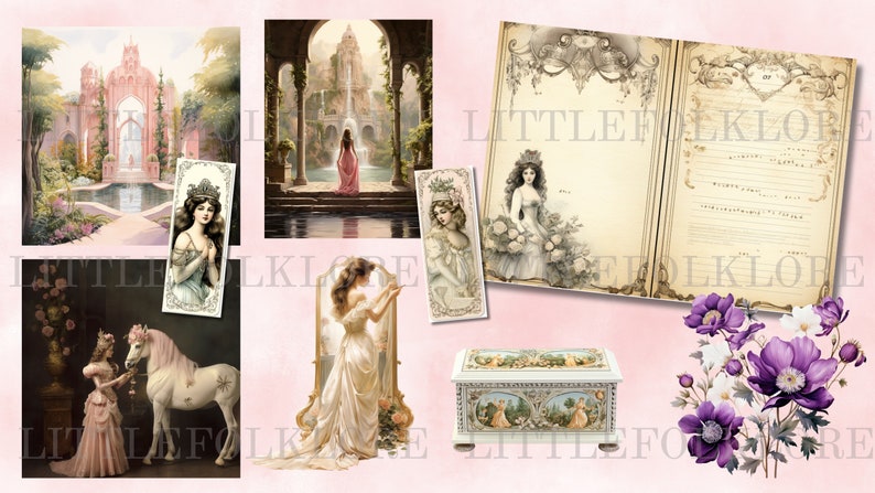 Vintage Princess Junk Journal Kit: Printable Ephemera, Bookmarks ...