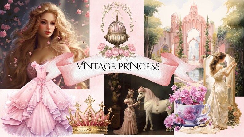 Vintage Princess Junk Journal Kit: Printable Ephemera, Bookmarks ...