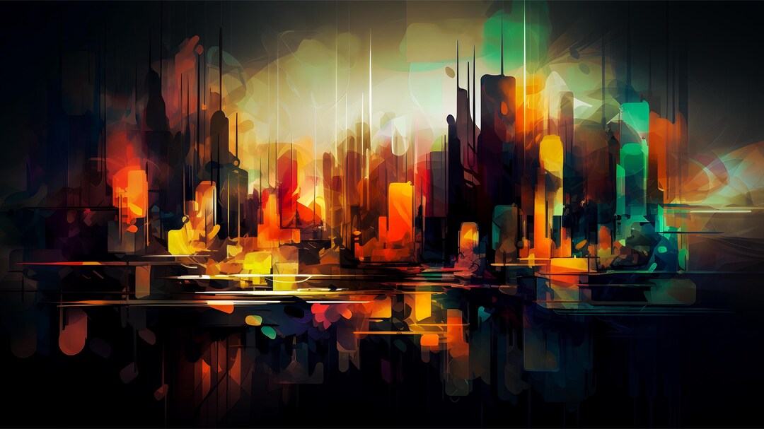 Colorful Abstract Cityscape Wallpaper – Futuristic Digital Art ...