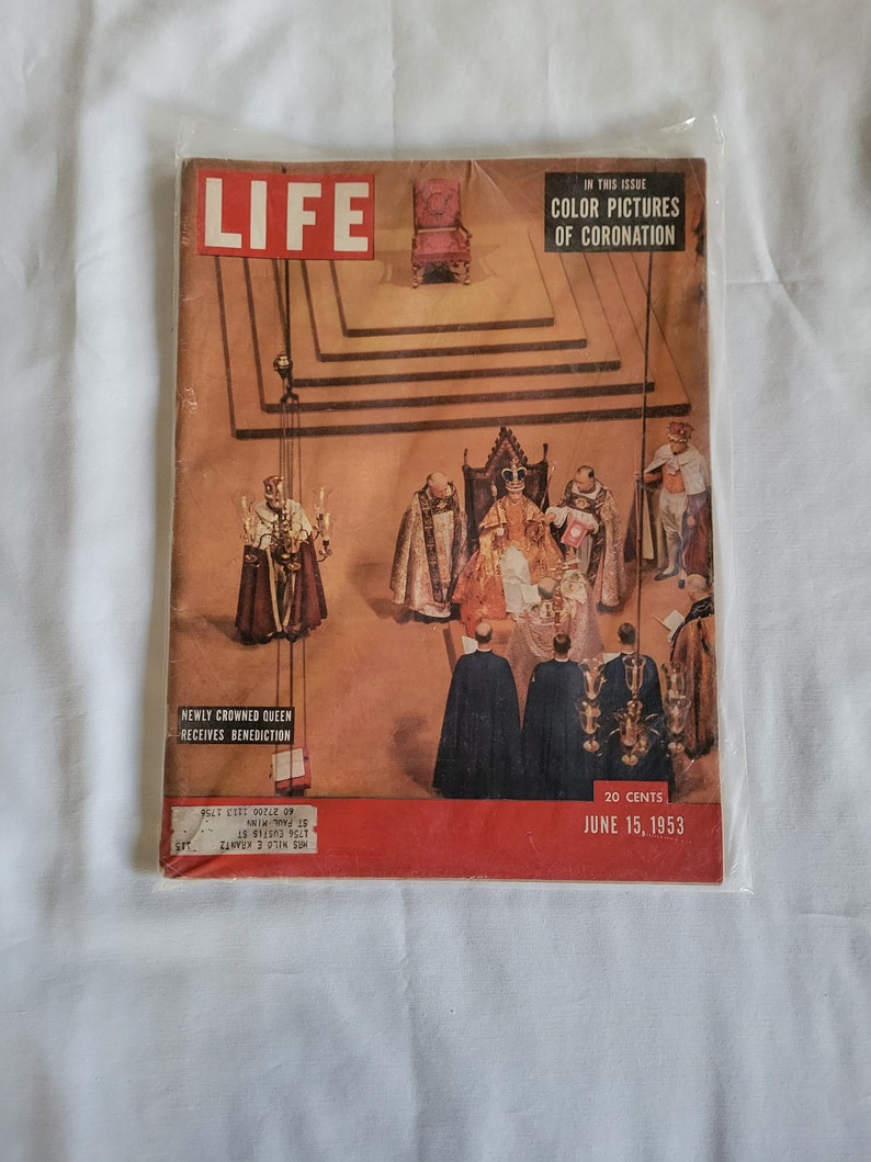 Life Magazine Covering Queen Elizabeth Ll Coronation in Plastic Cover ...