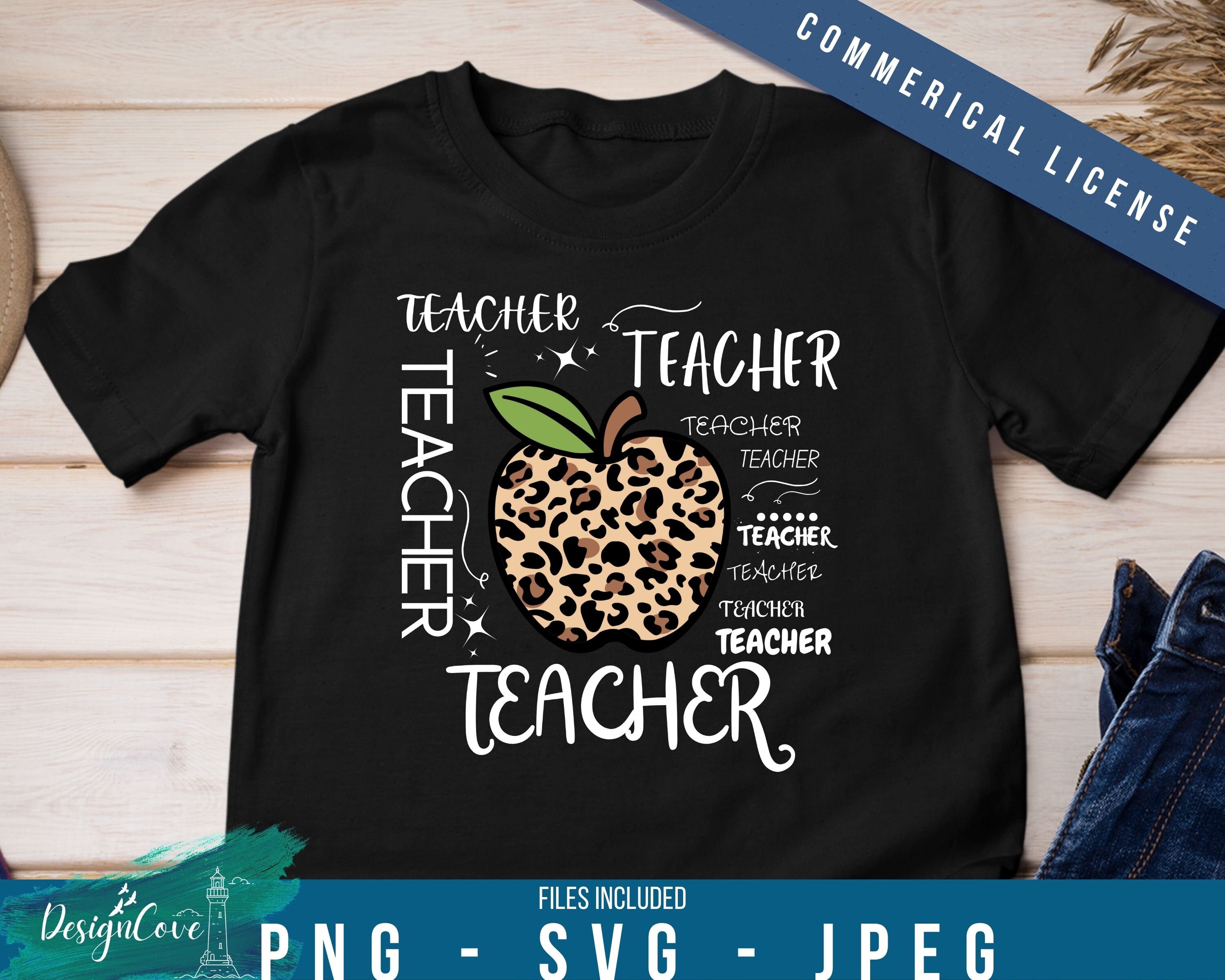Teacher Leopard Svg, Apple Leopard Svg, Teacher Typography SVG, Leopard ...