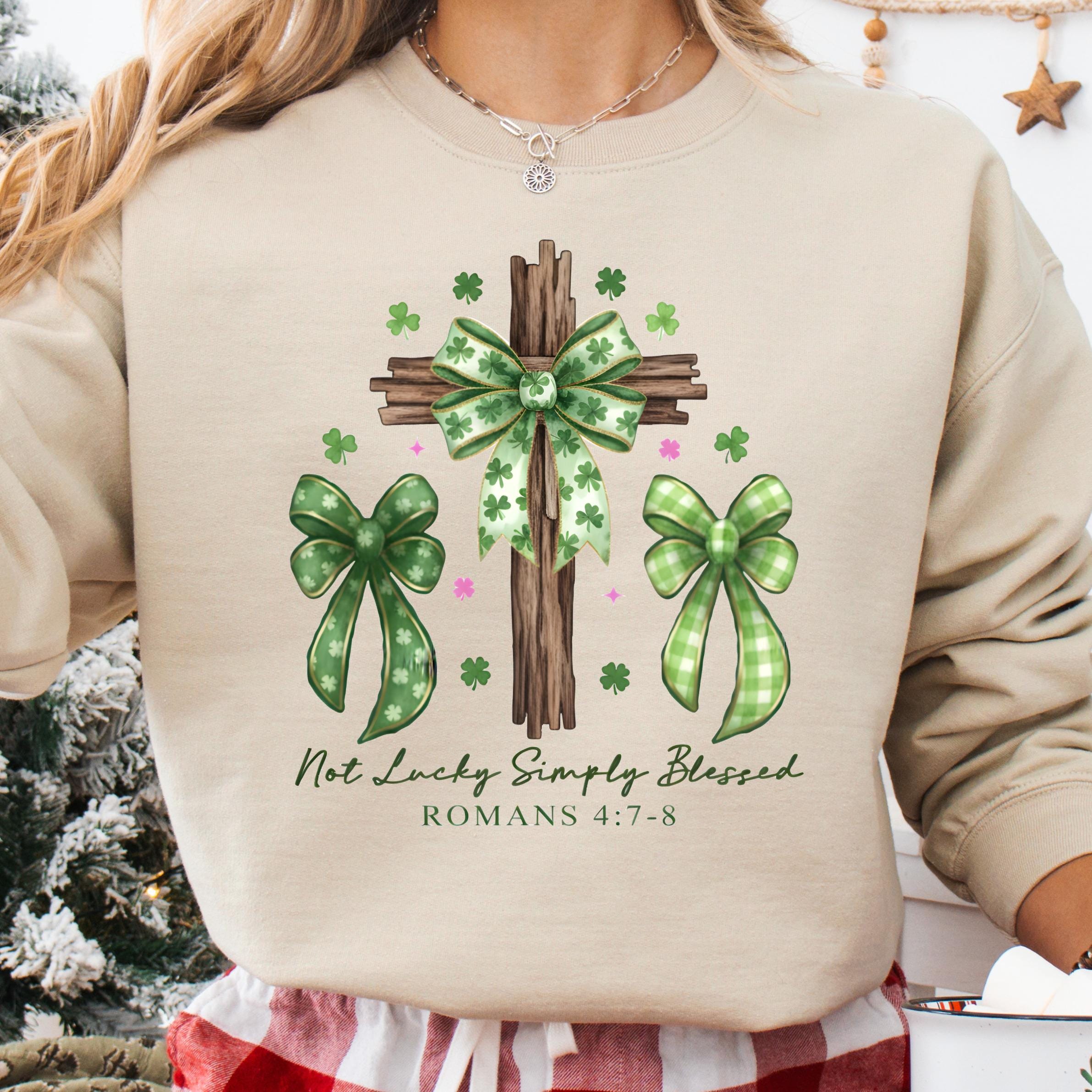Preppy Bow Jesus Cross St Patricks Day PNG, Blessed Design (digital ...