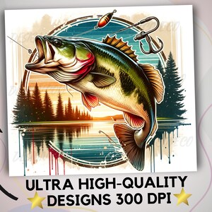 Fisherman Tumbler Wrap, Bass Fish 20oz Skinny Tumbler Sublimation ...