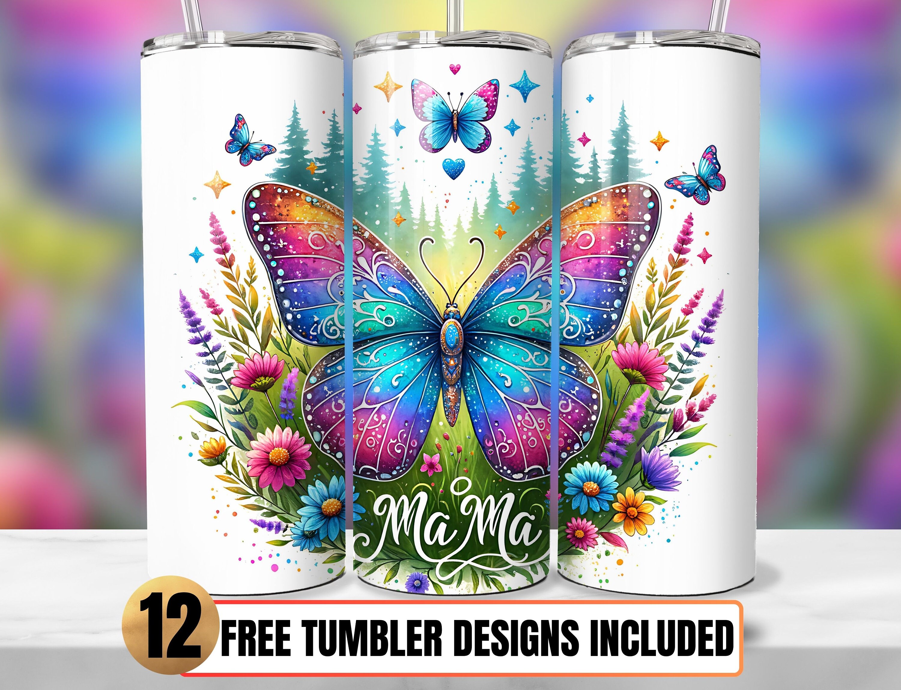 Wildflower Butterfly Mama Tumbler Wrap, Wildflower Mama 20oz Skinny ...