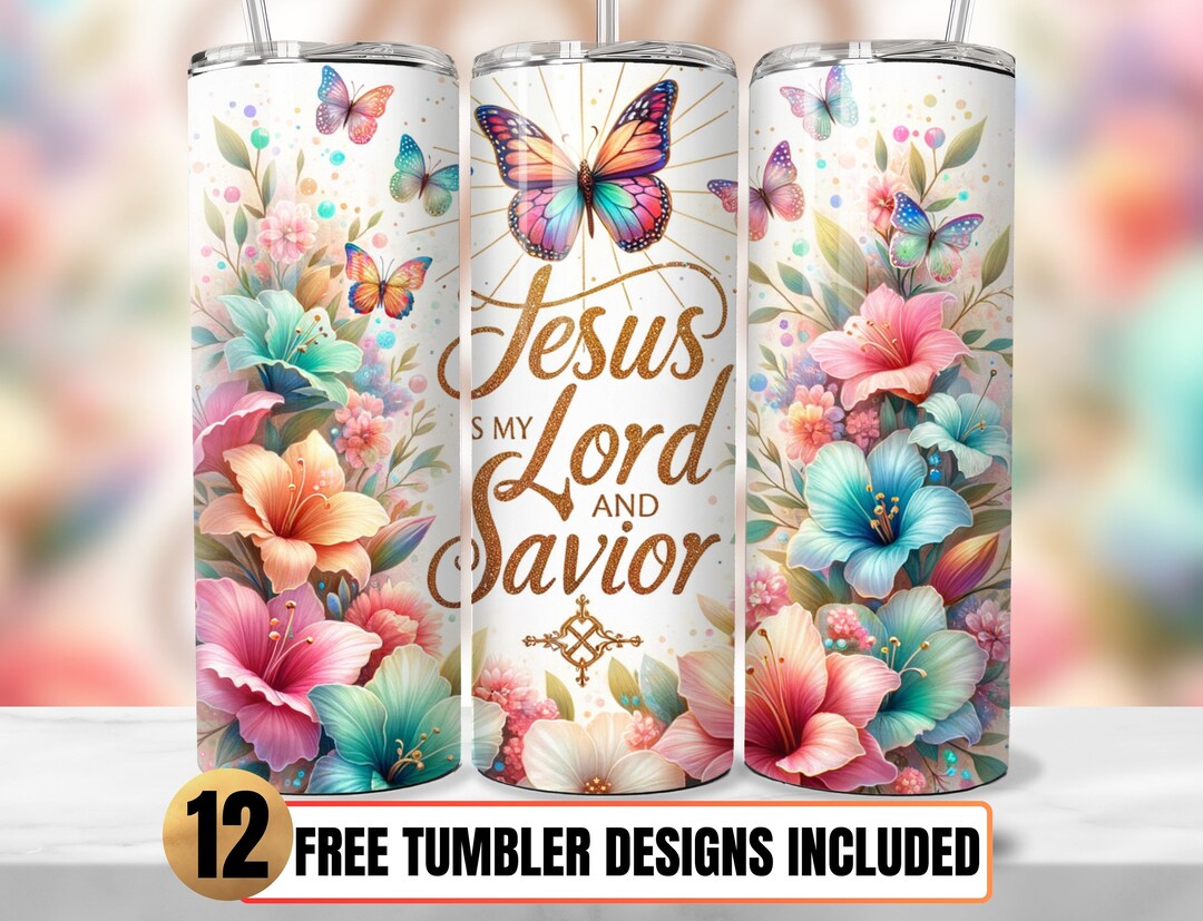 Jesus Floral 20oz Skinny Tumbler Sublimation Design (PNG) - Etsy