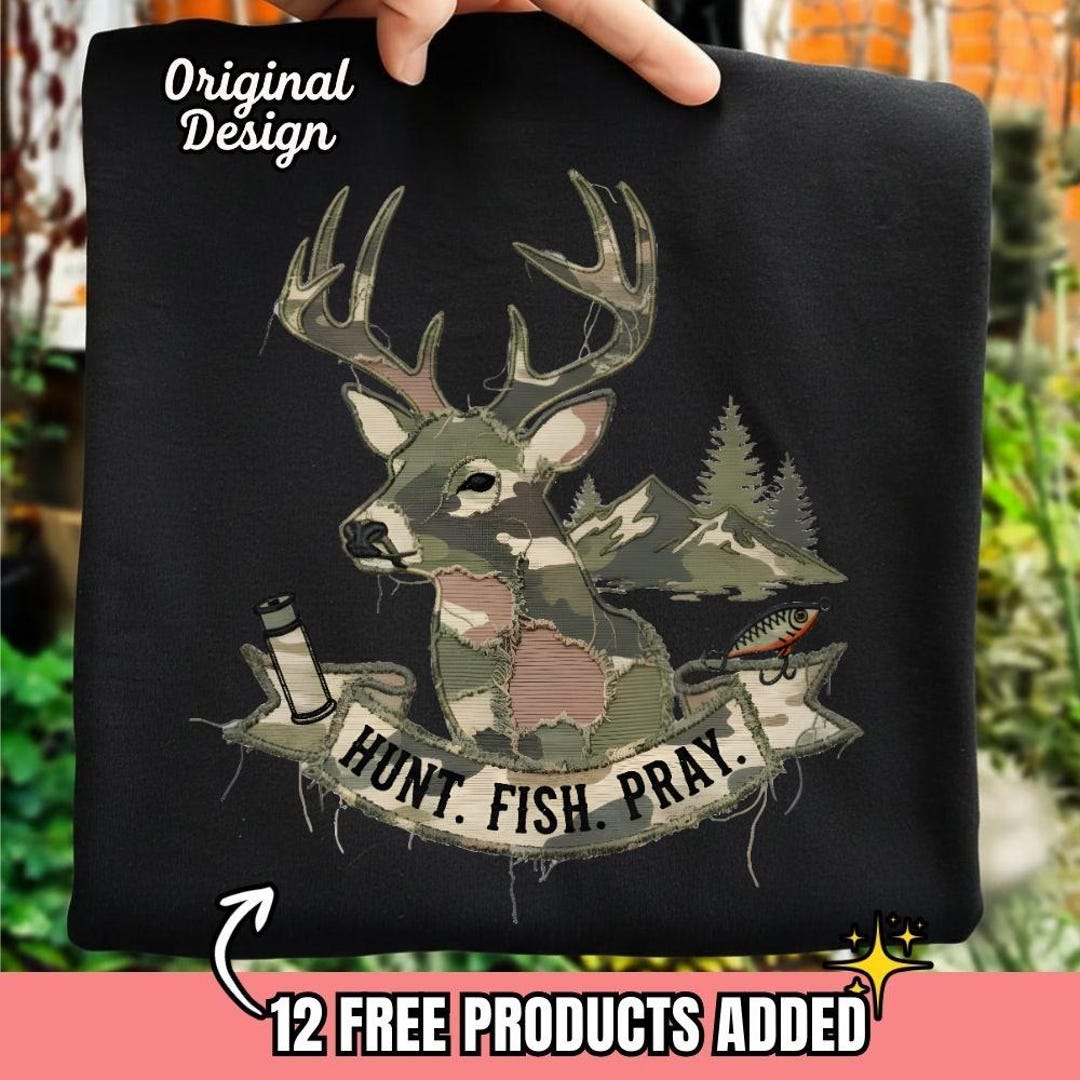 Hunt Fish Pray PNG, Deer Patchwork Png, Camouflage Hunting Png, Outdoor ...