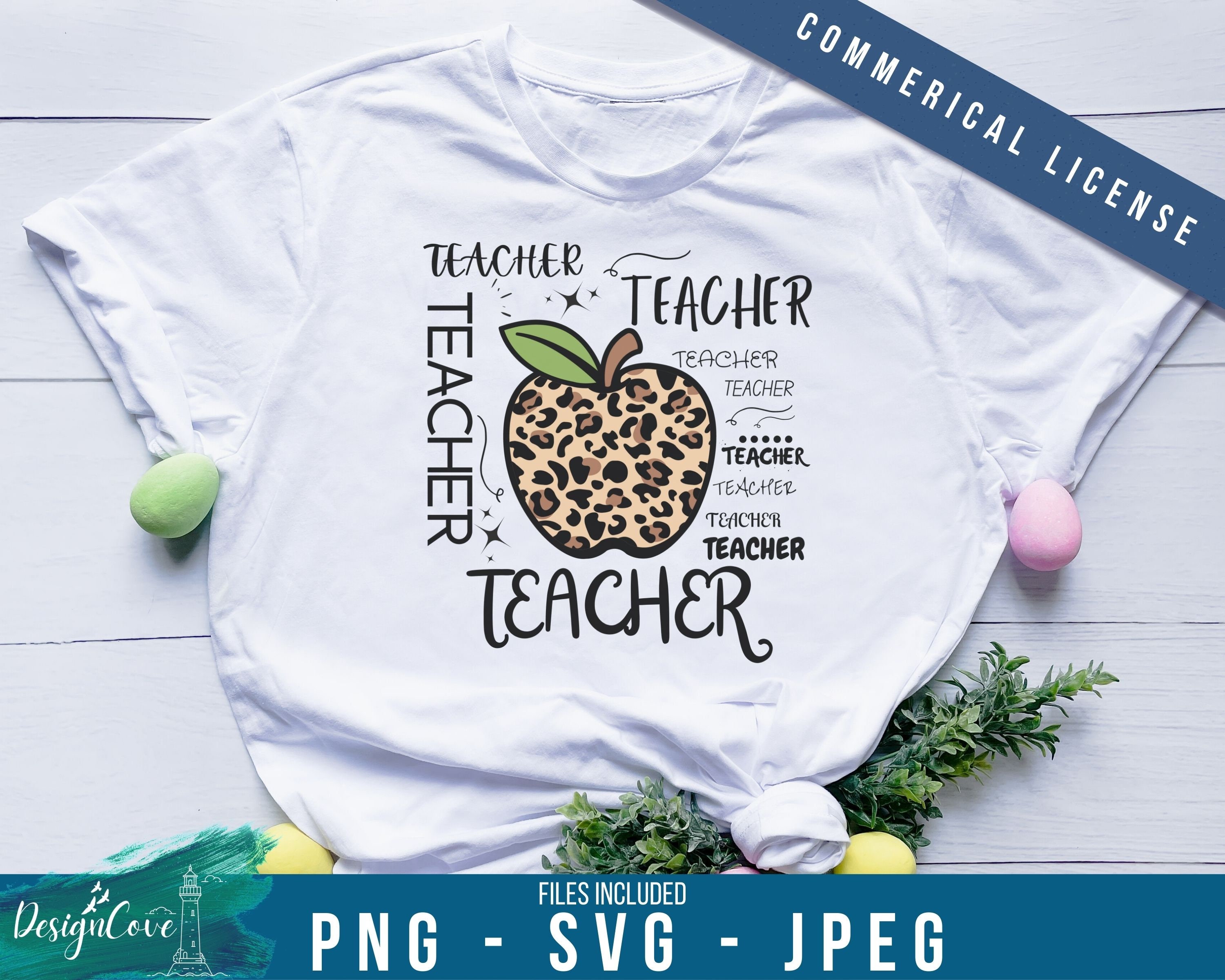 Teacher Leopard Svg, Apple Leopard Svg, Teacher Typography SVG, Leopard ...