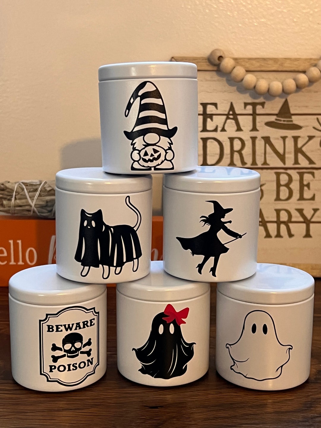 Mini Candle Tins With Halloween Images - Etsy