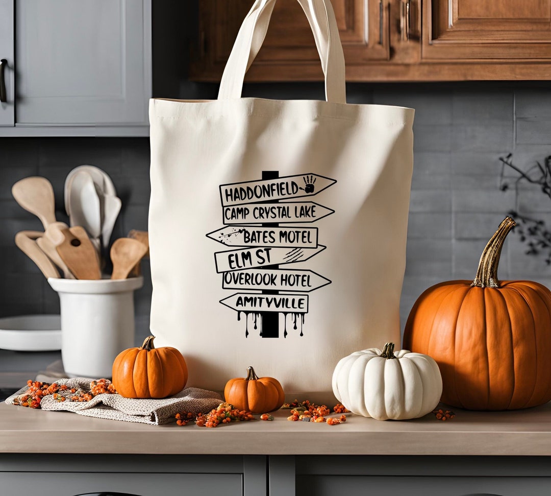 Horror Locations-street Signs From Famous Movies Canvas Tote Bag - Etsy