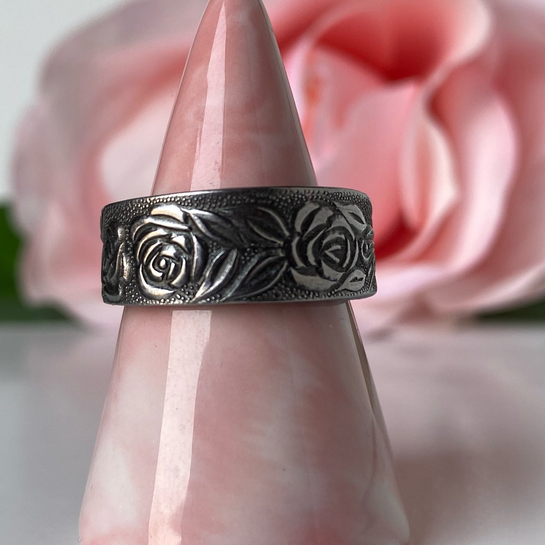 Stainless Rose Spoon Ring, Eco Friendly Jewelry, Rose Ring Silver, Gift ...