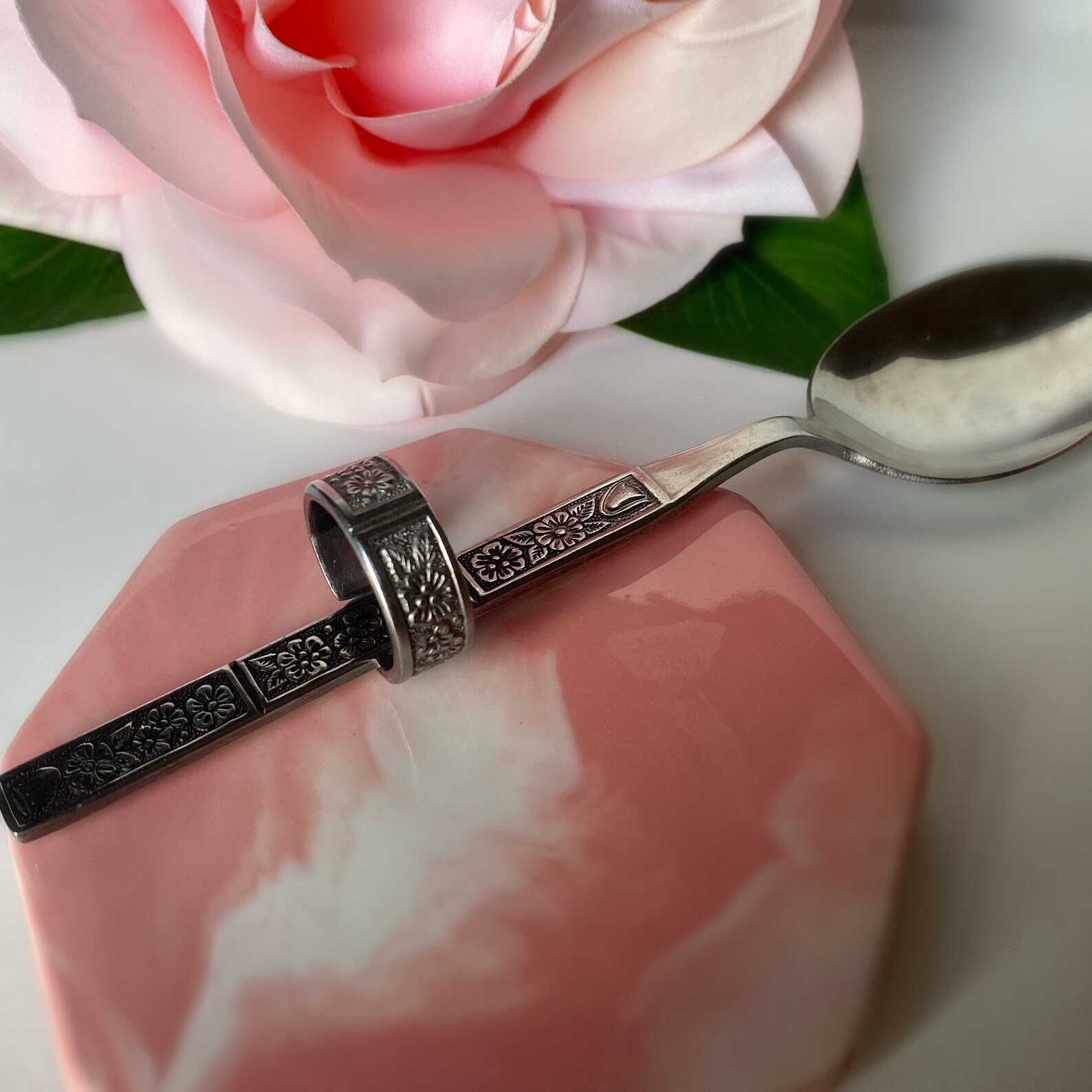 Stainless Steel Floral Spoon Ring Flower Spoon Ring - Etsy