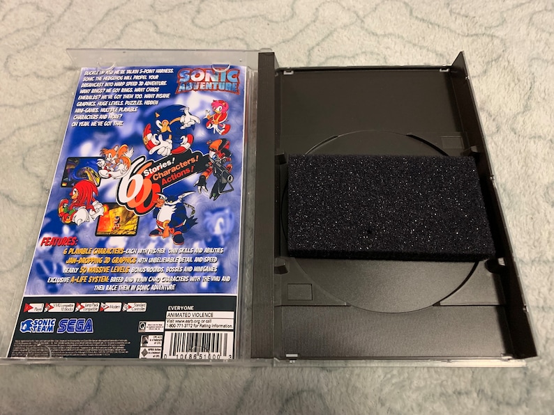 Sonic Adventure, Sega Dreamcast, Custom Long Box Case W/inserts & Foam ...