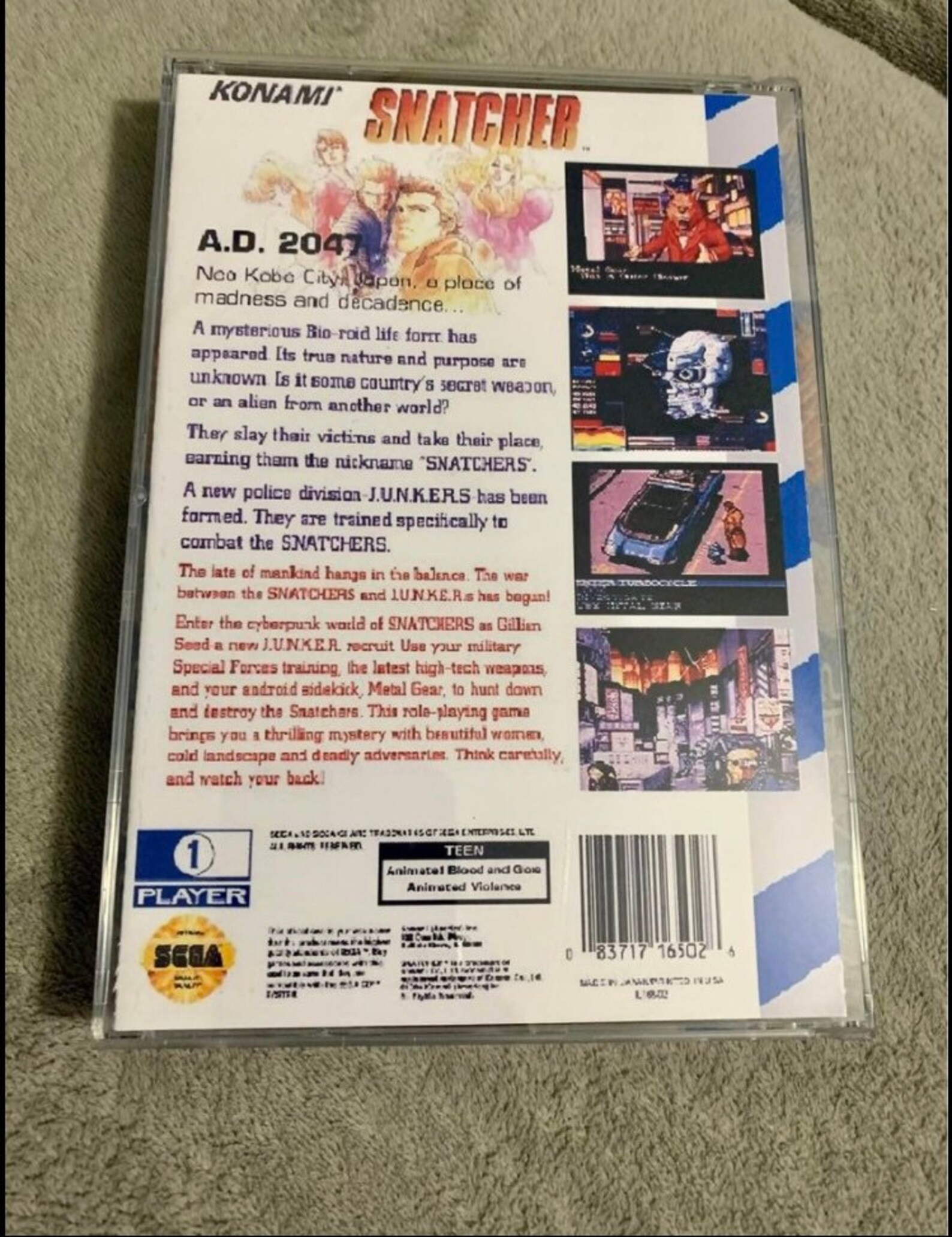 Snatcher Sega CD Custom Case W/inserts & Foam - Etsy