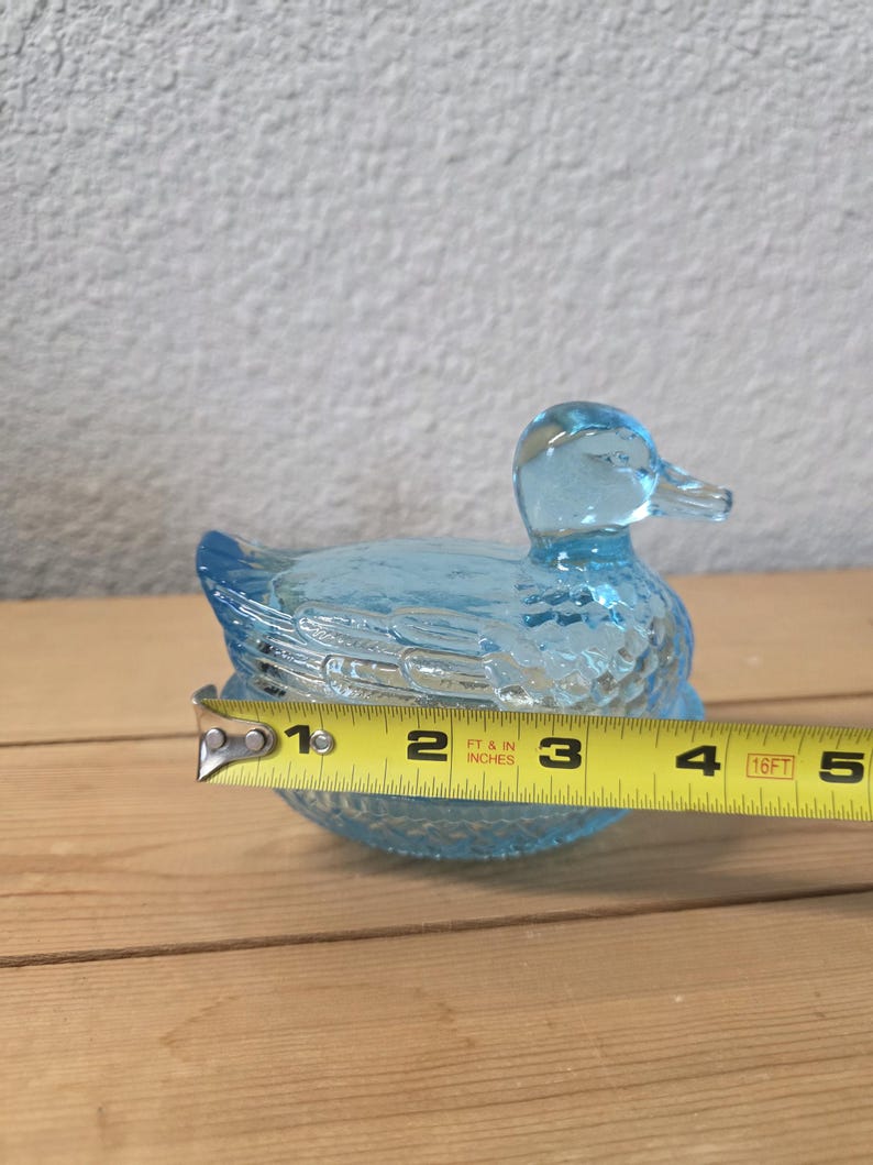 Vintage Wilkerson Glass Stardust Duck on Nest Blue Glass With UV Pink ...