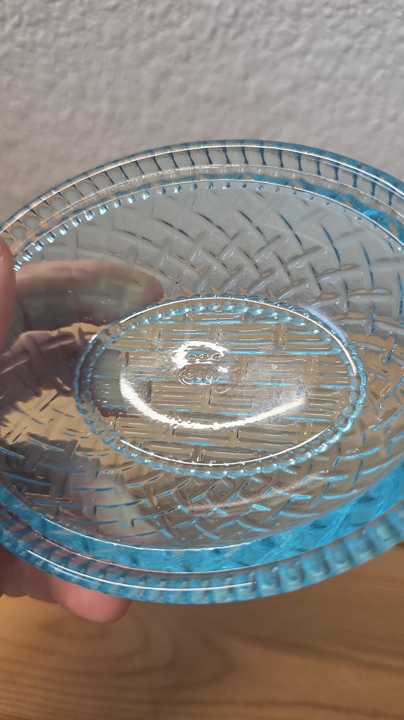 Vintage Wilkerson Glass Stardust Duck on Nest Blue Glass With UV Pink ...