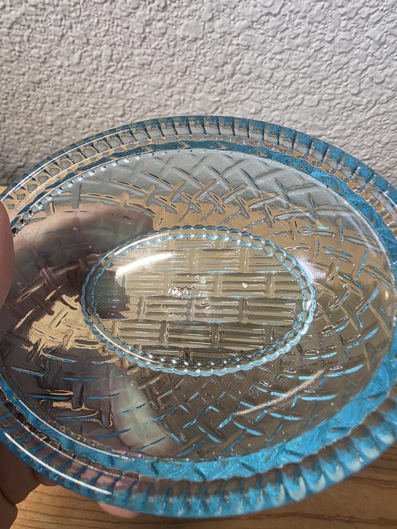 Vintage Wilkerson Glass Stardust Duck on Nest Blue Glass With UV Pink ...