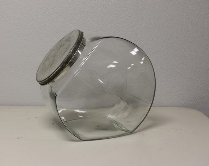Vintage Anchor Hocking Penny/candy Jar With Metal Lid 10inch Depth ...