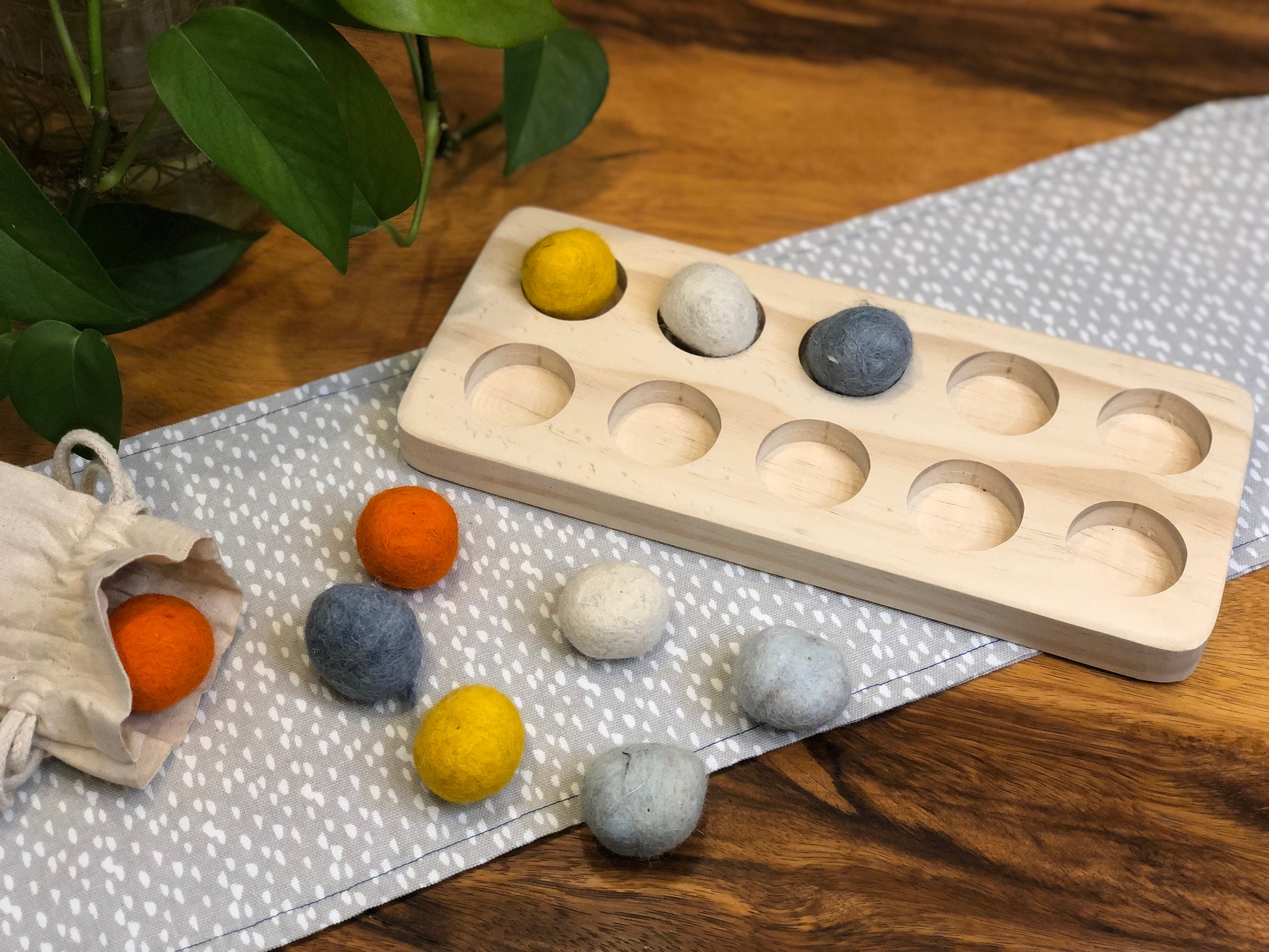 Wooden Ten Frame Counting Tray Educational Toy Preschool and ...