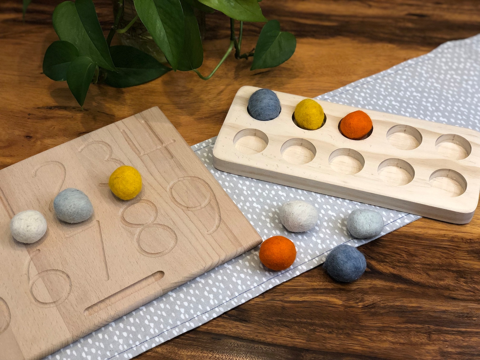 Wooden Ten Frame Counting Tray Educational Toy Preschool and ...