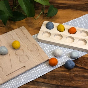 Wooden Ten Frame Counting Tray Educational Toy Preschool and ...