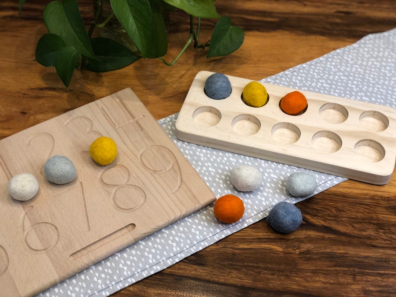 Wooden Ten Frame Counting Tray Educational Toy Preschool and ...