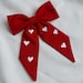 Heart Embroidered Red Hair Bow, Valentine's Day Hair Bow, Valentines ...