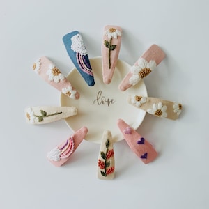 Toddler Hair Clips, Baby Snap Clips, Embroidered Hair Snap Clips ...