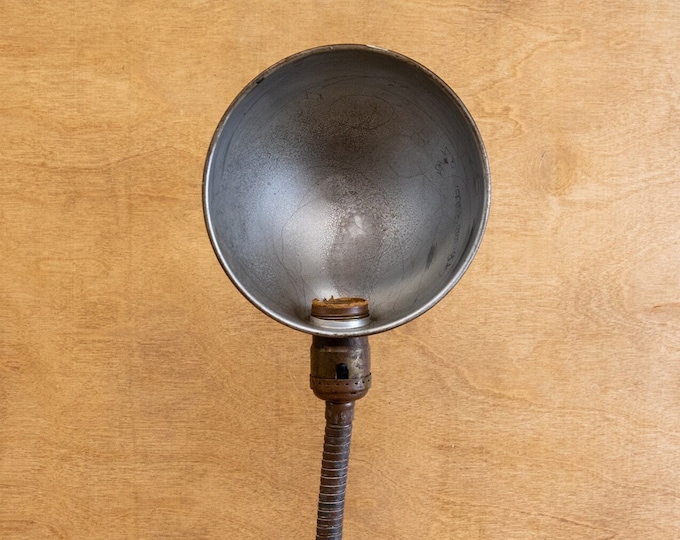 Cast Iron Gooseneck Lamp, Vintage Desk Lamp, Art Deco Brown Gooseneck ...