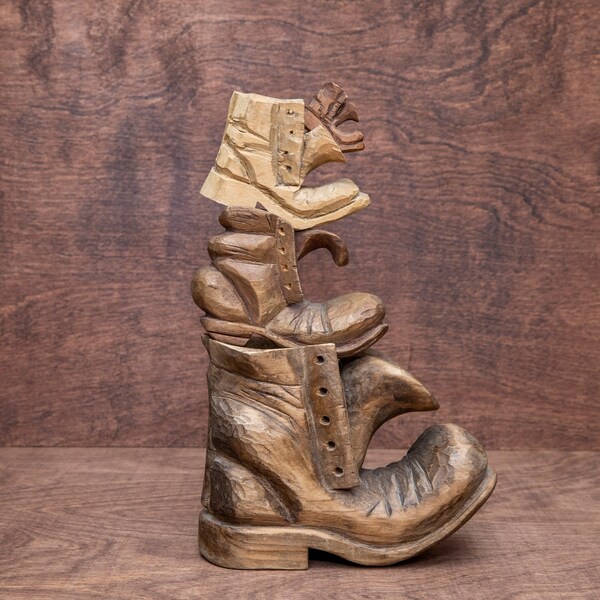 Carved Wood Boot - Etsy