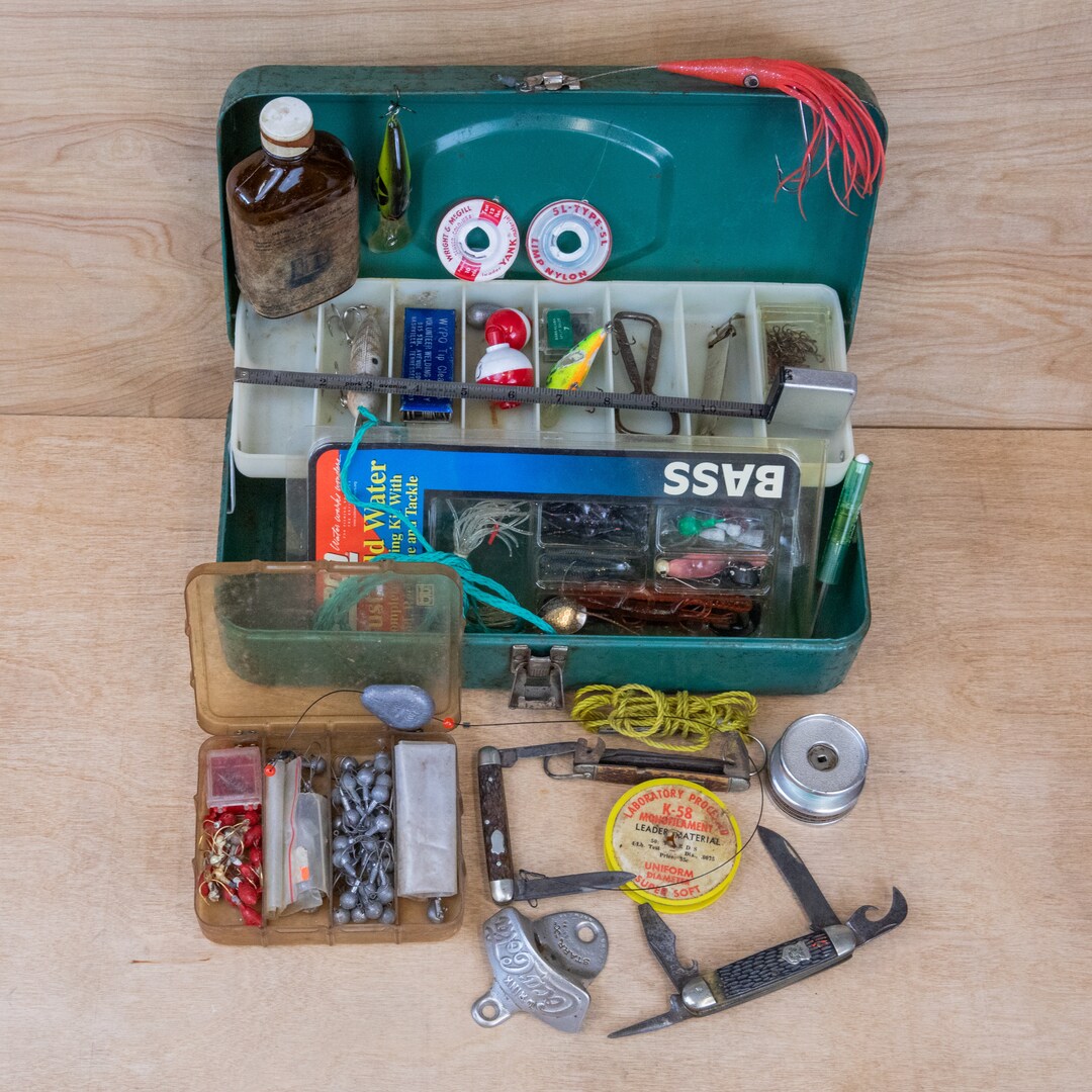 Vintage Tackle Box, Fishing Lures & Equipment, Gift for Fisherman, Boy ...