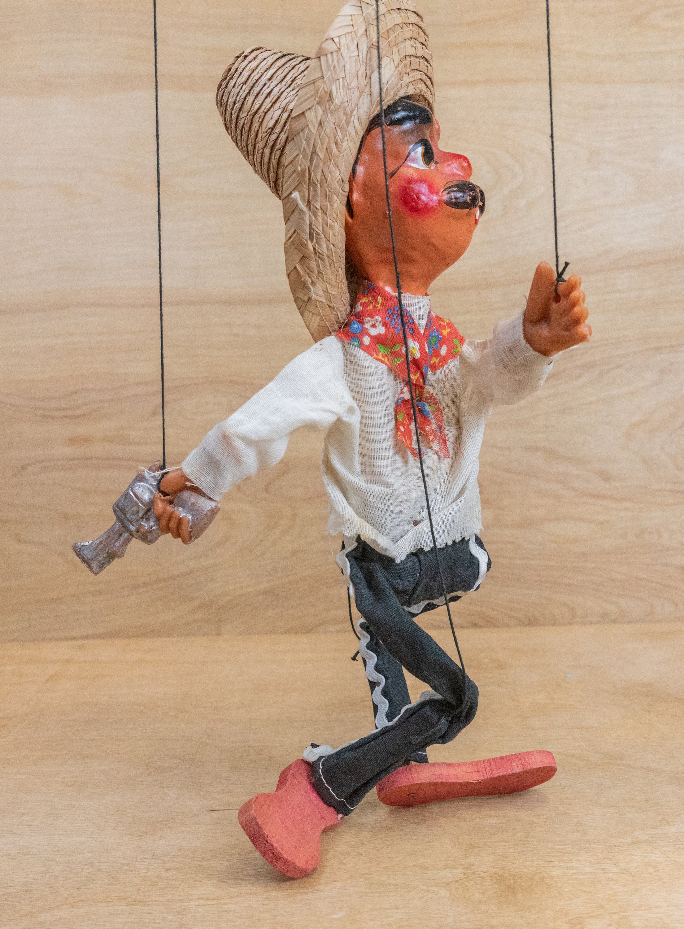 Marionette Gaucho Puppet, Vintage Mexican Cowboy String Puppet, 15 ...
