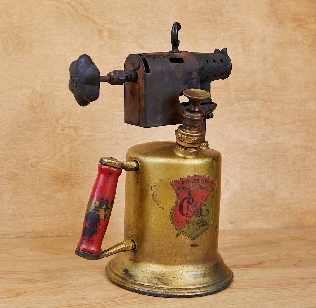 Antique Brass Tool, Vintage Blow Torch, C & L Red Strip Handle, Clayton ...