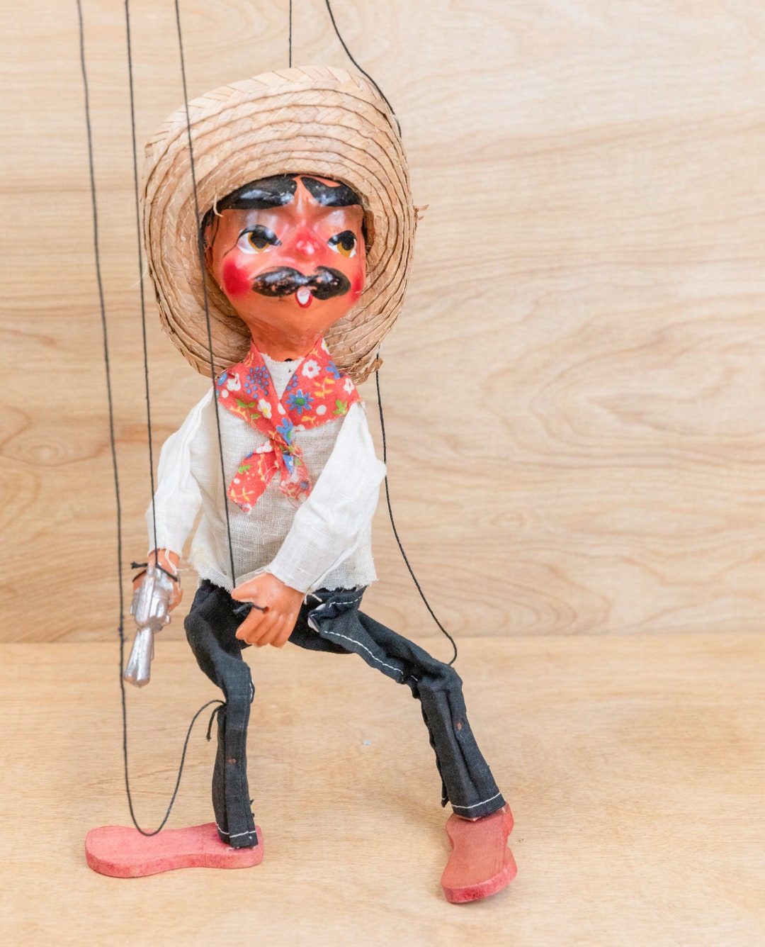 Marionette Gaucho Puppet, Vintage Mexican Cowboy String Puppet, 15 ...