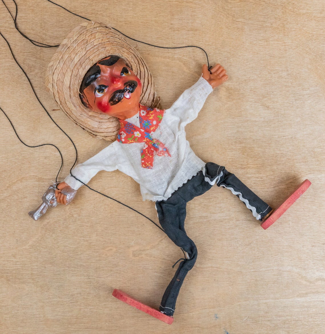 Marionette Gaucho Puppet, Vintage Mexican Cowboy String Puppet, 15 ...