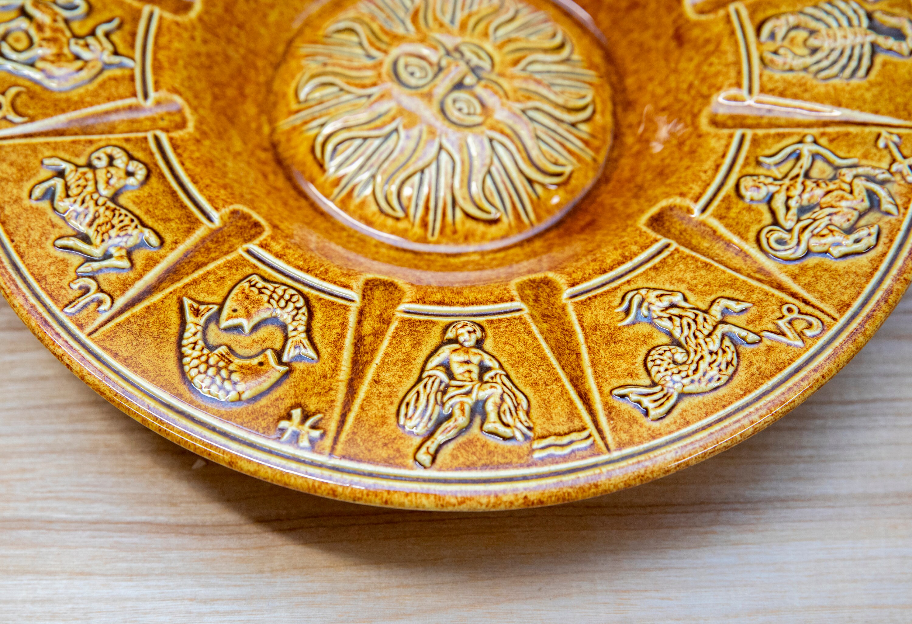 Vintage Ceramic Zodiac Plate Vintage Orange Glazed Zodiac - Etsy