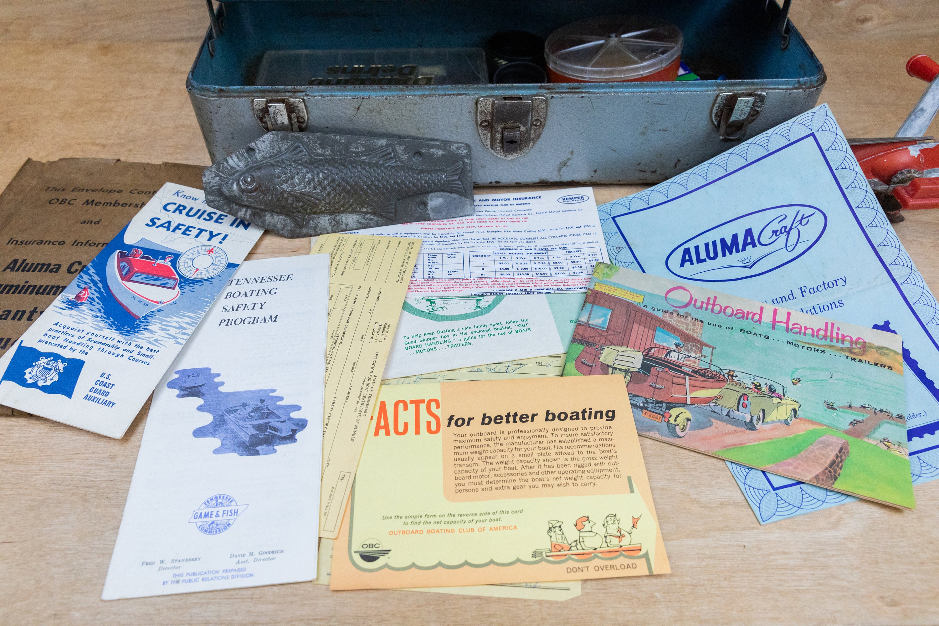 Vintage Tackle Box Contents, Fishing Gear, Lures, Equip, Chatillon ...