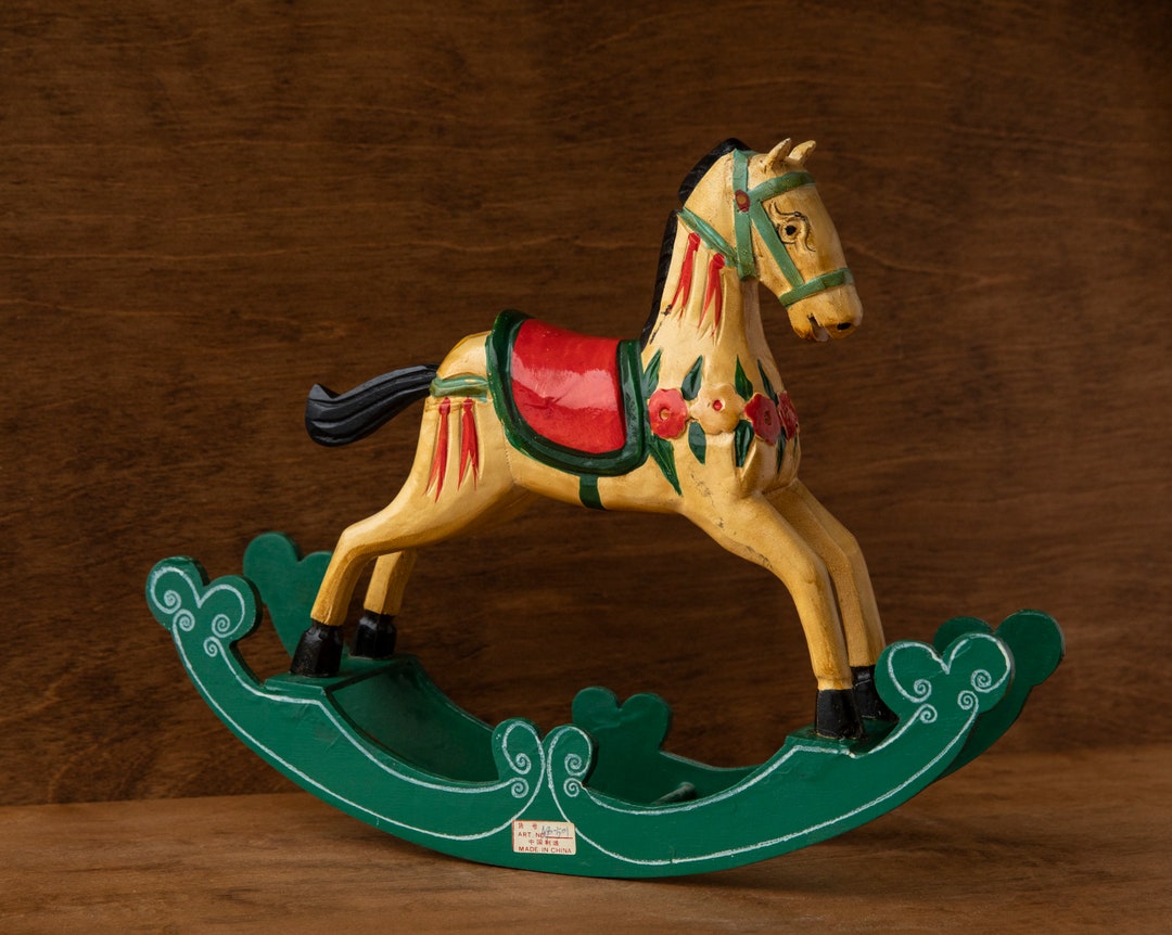 Vintage Hand Crafted/carved Small Wooden Rocking Horse Art Sculpture ...