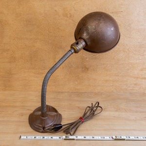 Cast Iron Gooseneck Lamp, Vintage Desk Lamp, Art Deco Brown Gooseneck ...